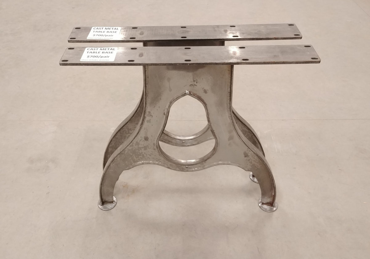 Table - Metal Cast Style Base - Wood Shed
